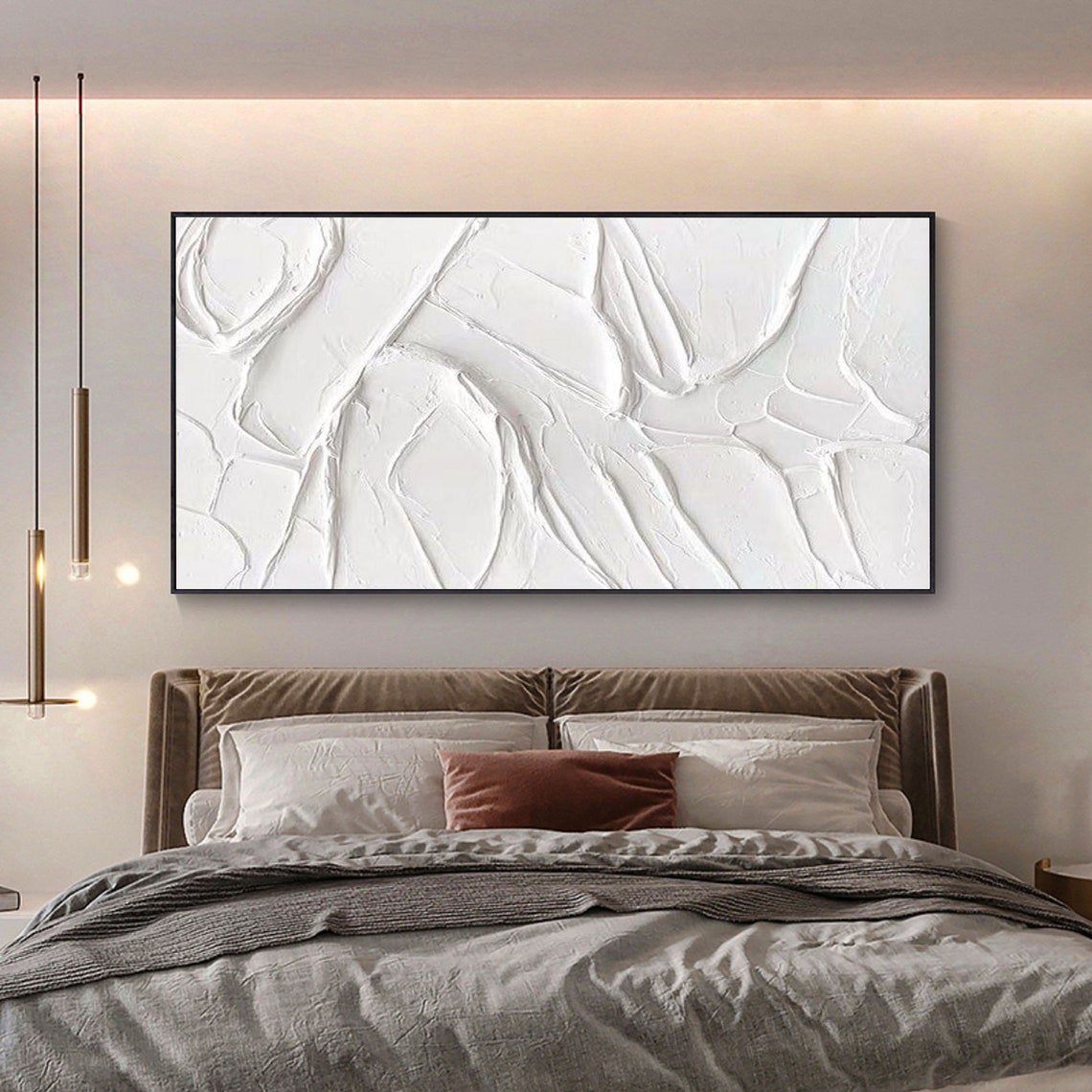 White Wall Art White Horizontal Canvas Art White Textured Wall - Etsy