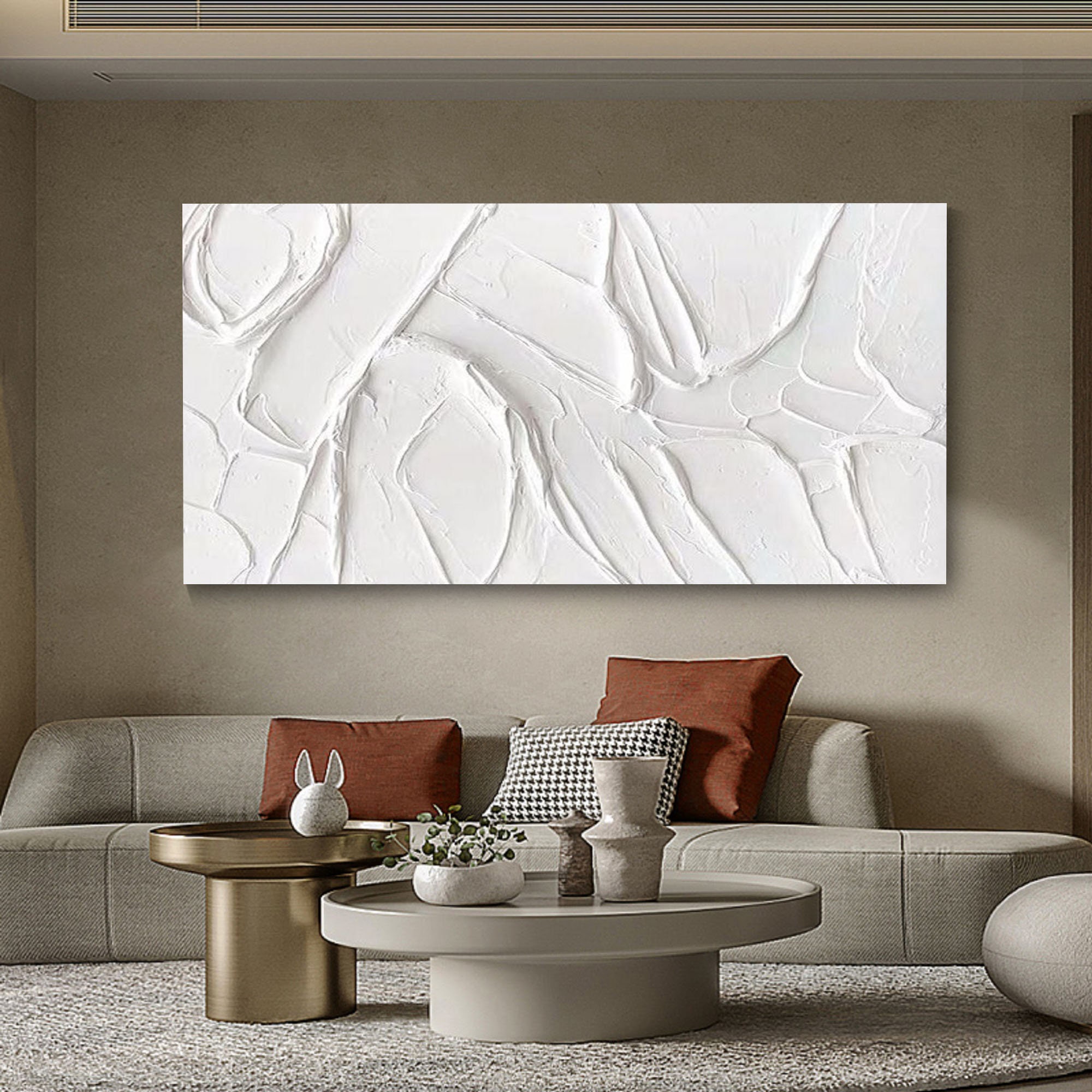 White Wall Art White Horizontal Canvas Art White Textured Wall - Etsy