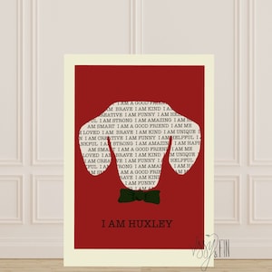 Personalised Positive Affirmation Dog Kids Wall Art Print, Kids Name ...