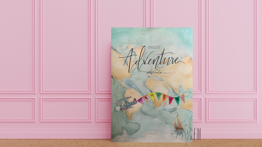 Personalised Childrens Adventure Map Illustration Art Print ...