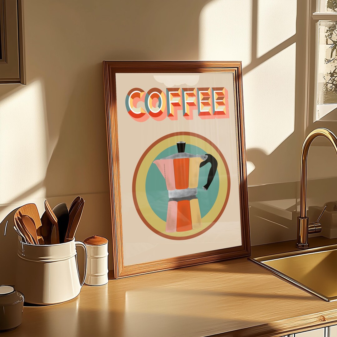 Coffee Print, Retro Kitchen Print, Coffee Lover, Barista, Kitchen Wall ...