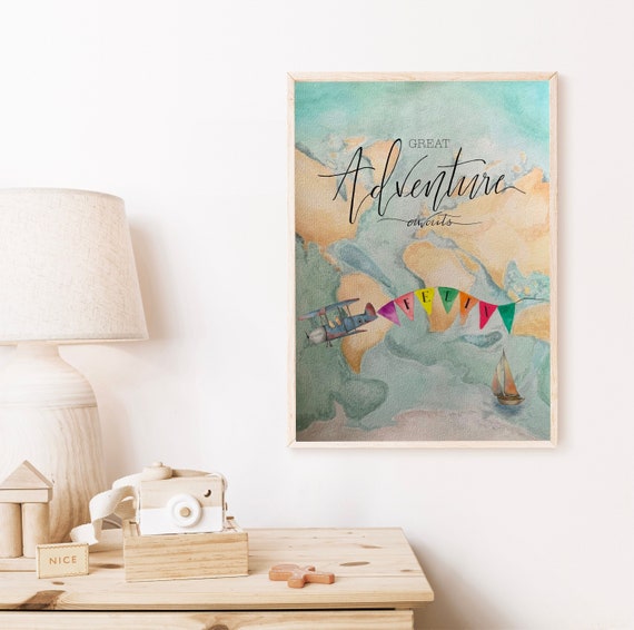 Personalised Childrens Adventure Map Illustration Art Print - Etsy