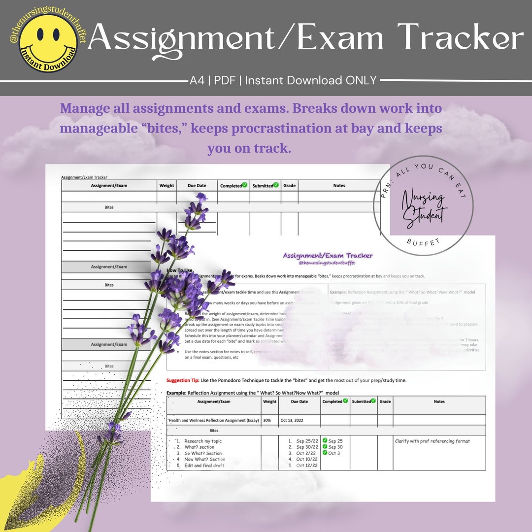 Assignment Planner | Time Management Template| | Nursing Student ...