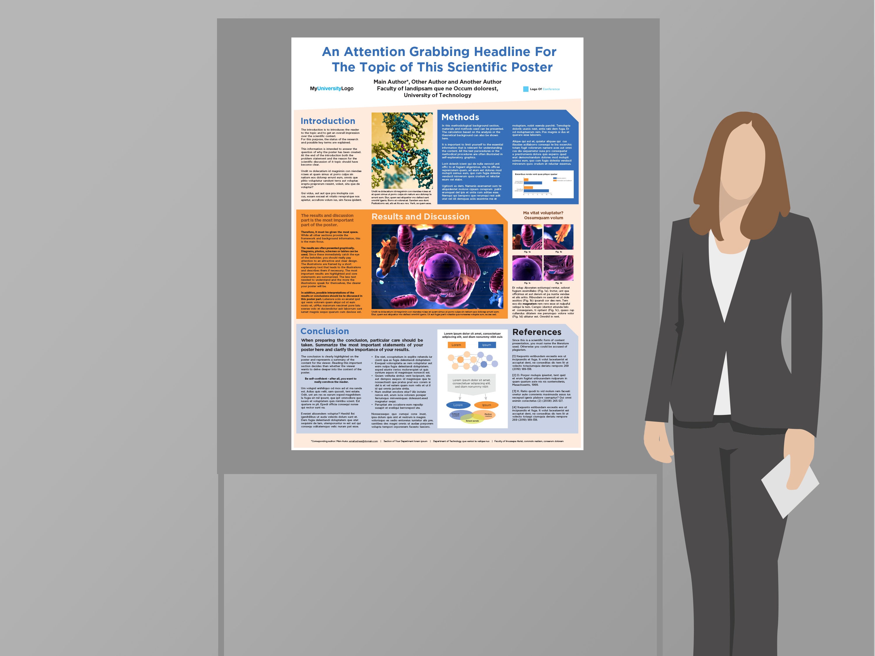 Scientific Poster Template - DIN A0 - Orange/blue - Etsy