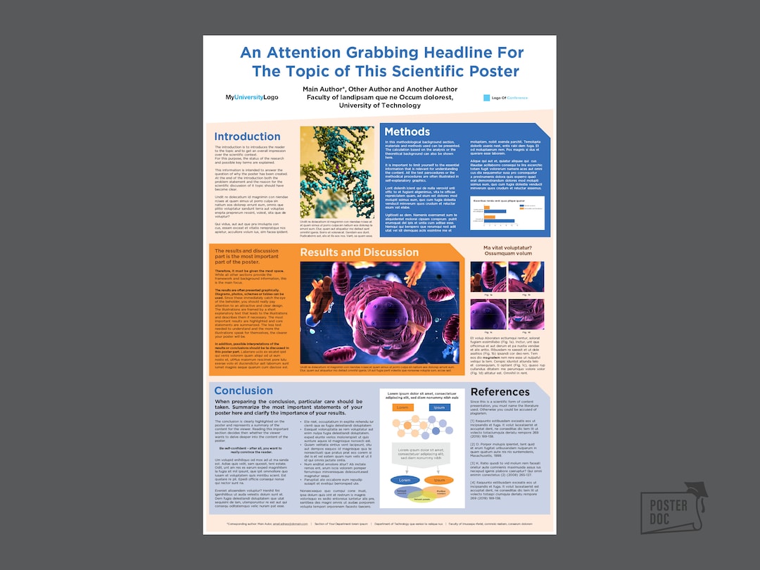 Scientific Poster Template - DIN A0 - Orange/blue - Etsy