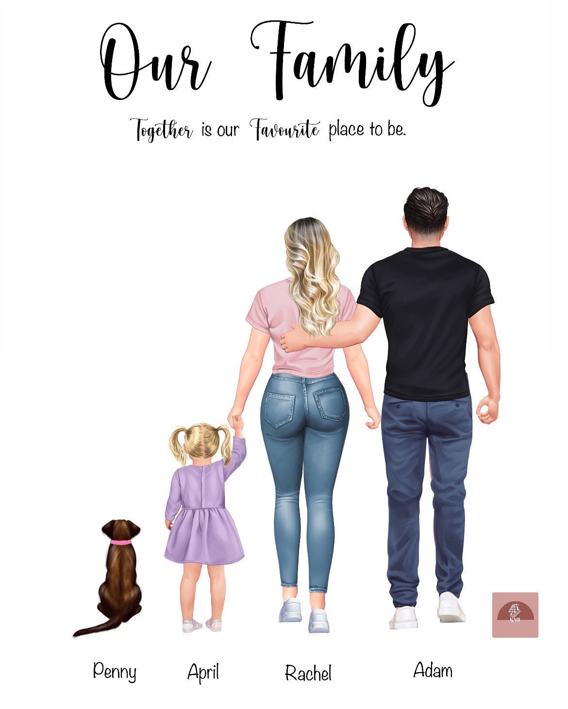 Family Print, Dog, Perfect as a Birthday or Christmas Gift. Friends ...