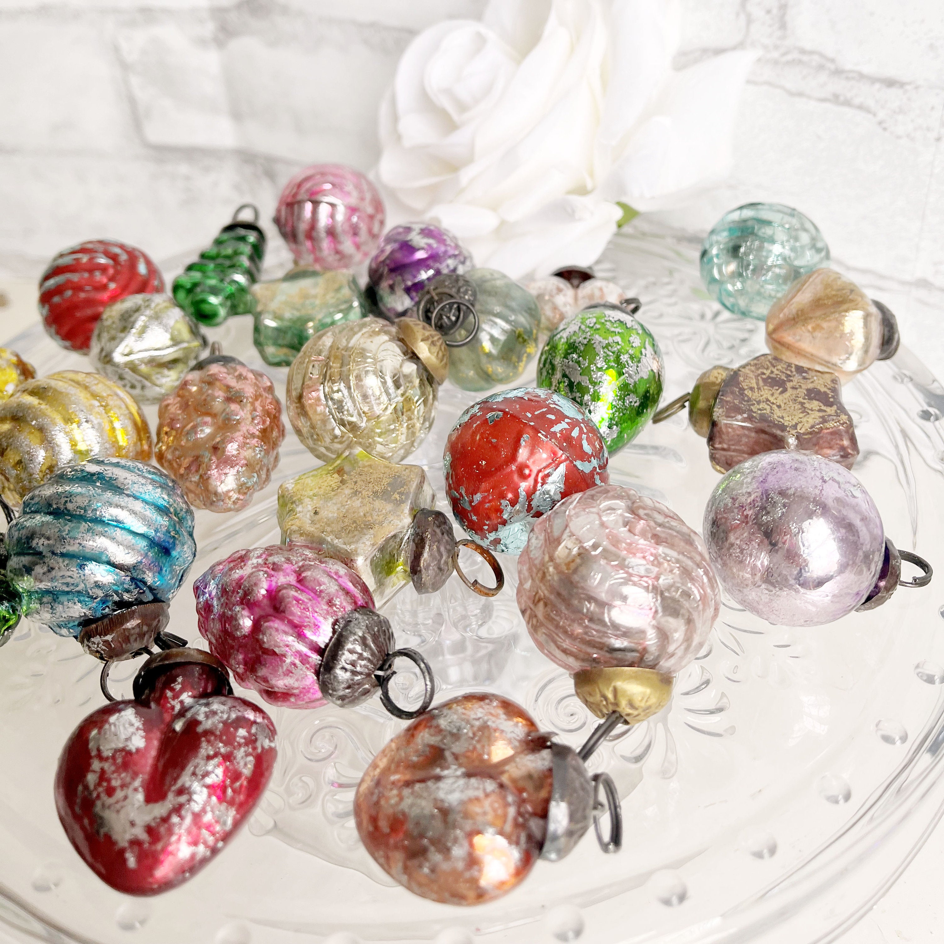 Retro Vintage Style Mercury Glass Ornaments Easter Ornaments Shabby ...