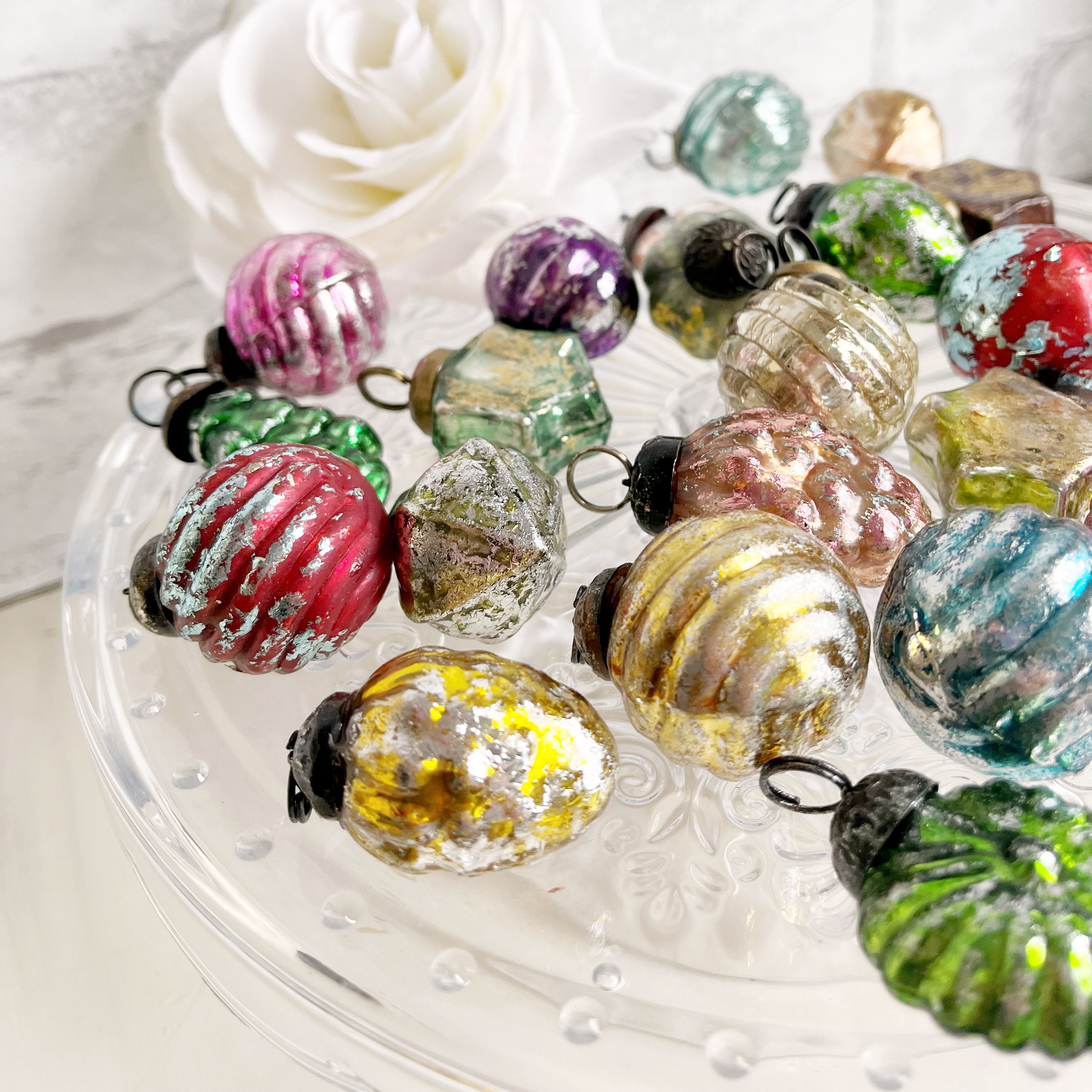 Retro Vintage Style Mercury Glass Ornaments Easter Ornaments Shabby ...
