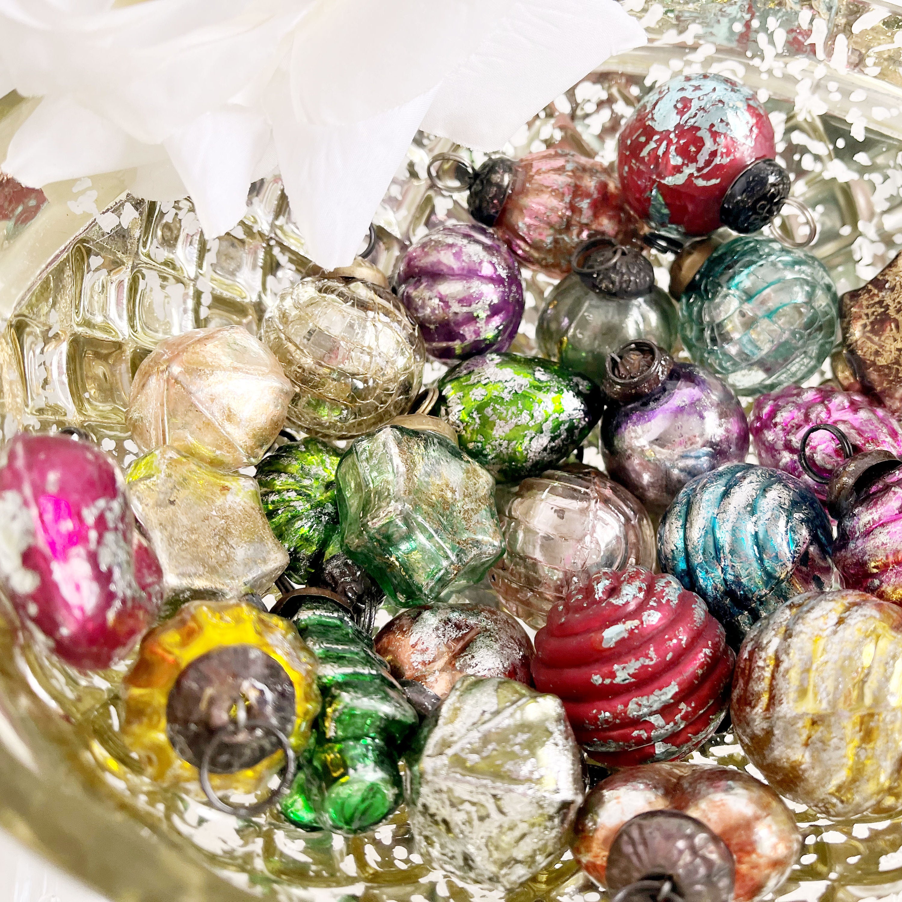 Retro Vintage Style Mercury Glass Ornaments Easter Ornaments Shabby ...