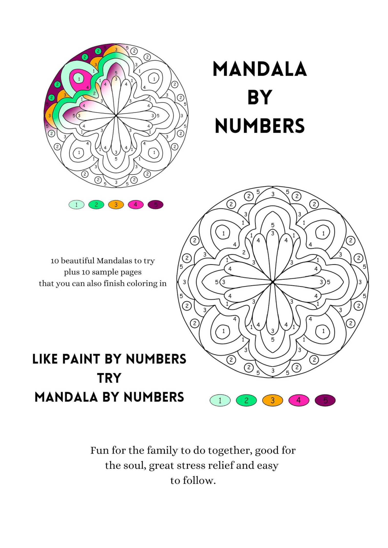 Mandala by Numbers Printable Mandalas Like Paint by Numbers - Etsy