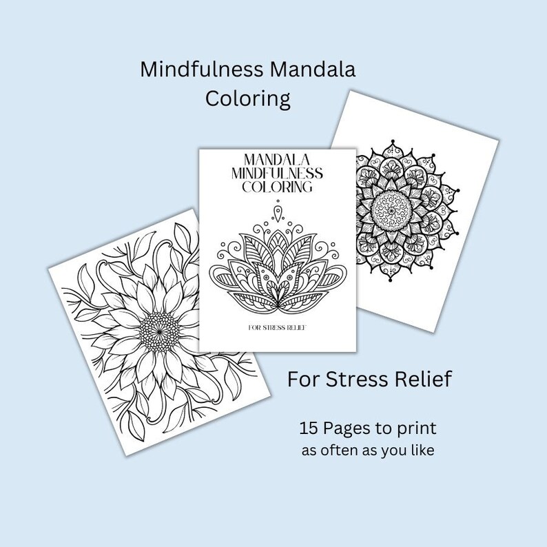 Mindfulness Mandala Coloring Pages: Stress Relief Printable Art (PDF ...