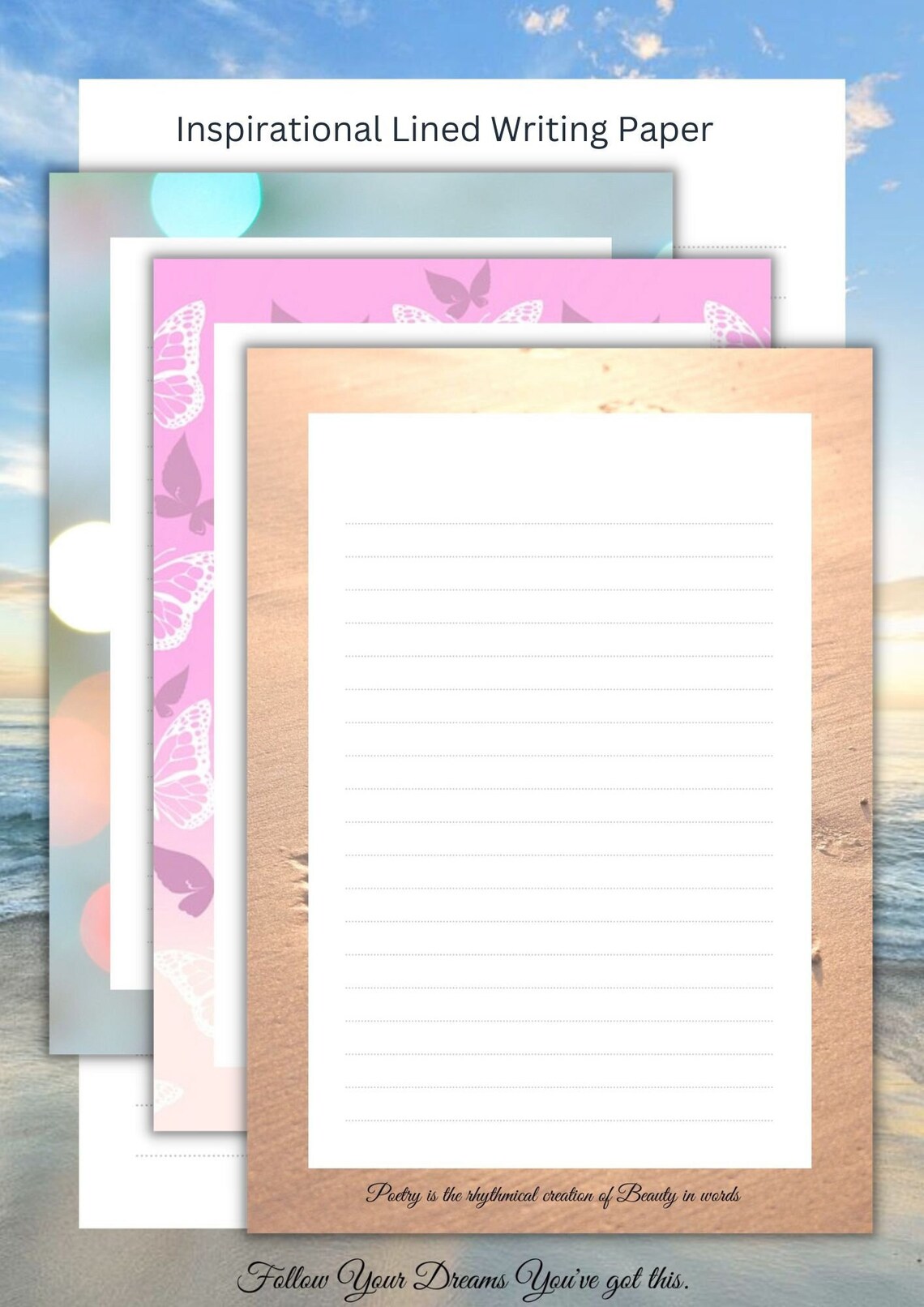 Lined Writing Paper, Pretty Printable Paper, Lined Notepaper ...