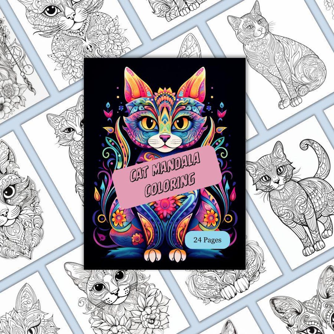Cat Mandala Coloring Pages, Cat Coloring, Stress Relief Patterns, 24 ...