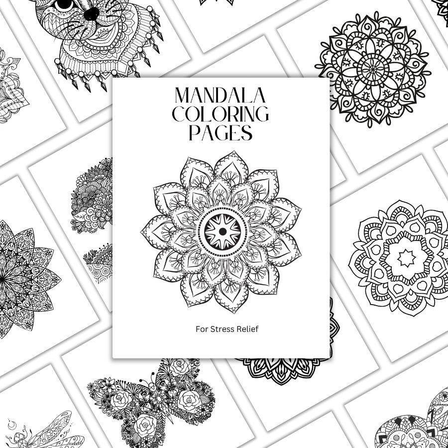 Mandala Coloring Pages, for Stress Relief, Mindfulness Mandala Coloring ...
