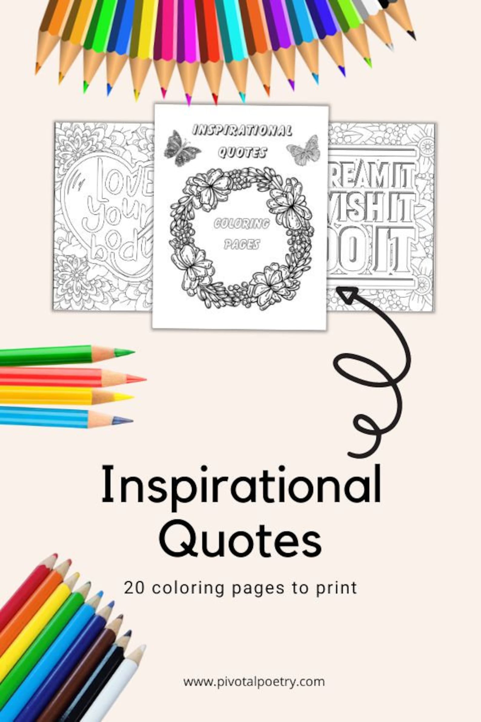 Inspirational Quotes Coloring Pages, Mindfulness Coloring, Inspiring ...