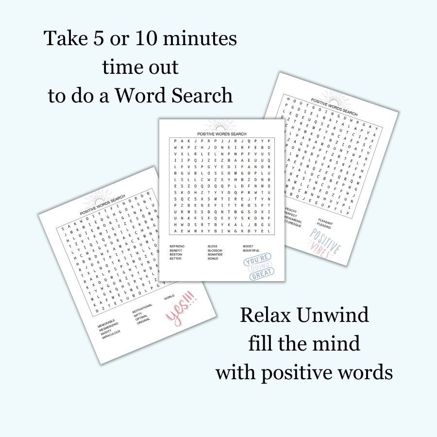 Positive Words Word Search Positive Mindset Wordsearch - Etsy UK
