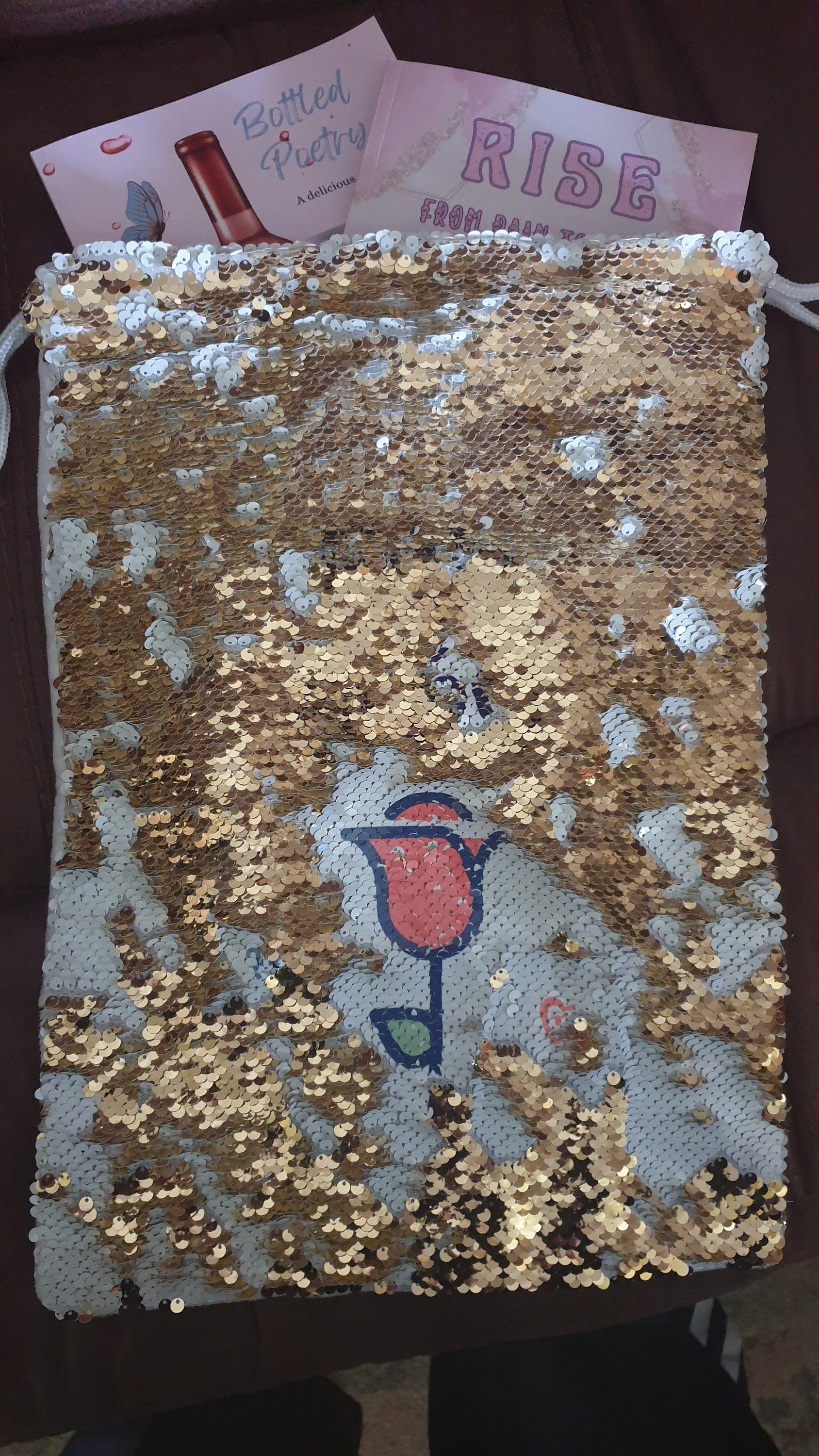 Magical Sequins Reversible Pull String Bag, Magical Gift Bag, Rose Gold ...