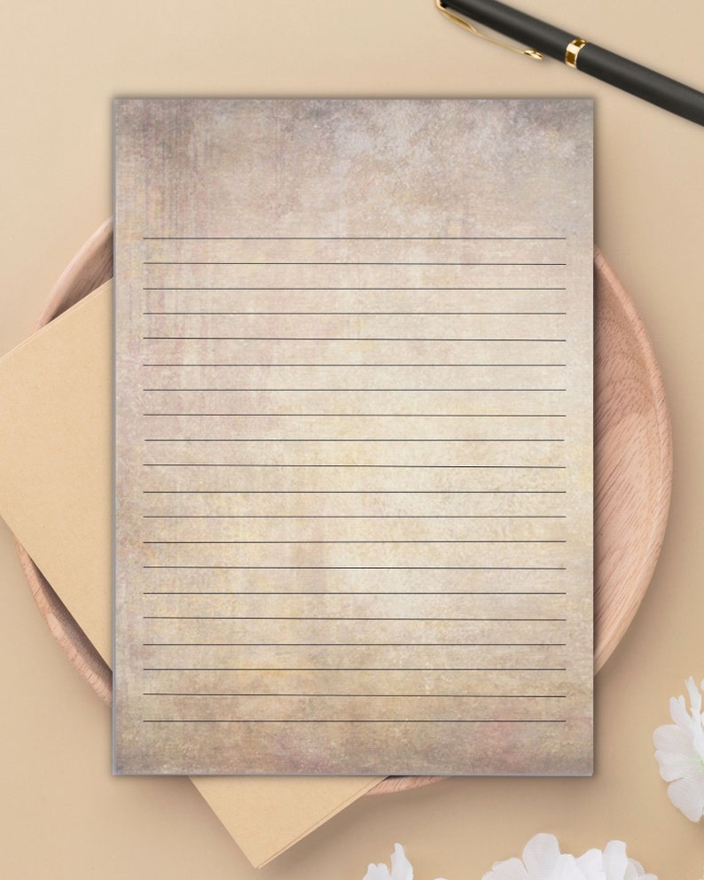 Vintage Style Writing Paper, Printable Stationary, Weathered Textured ...