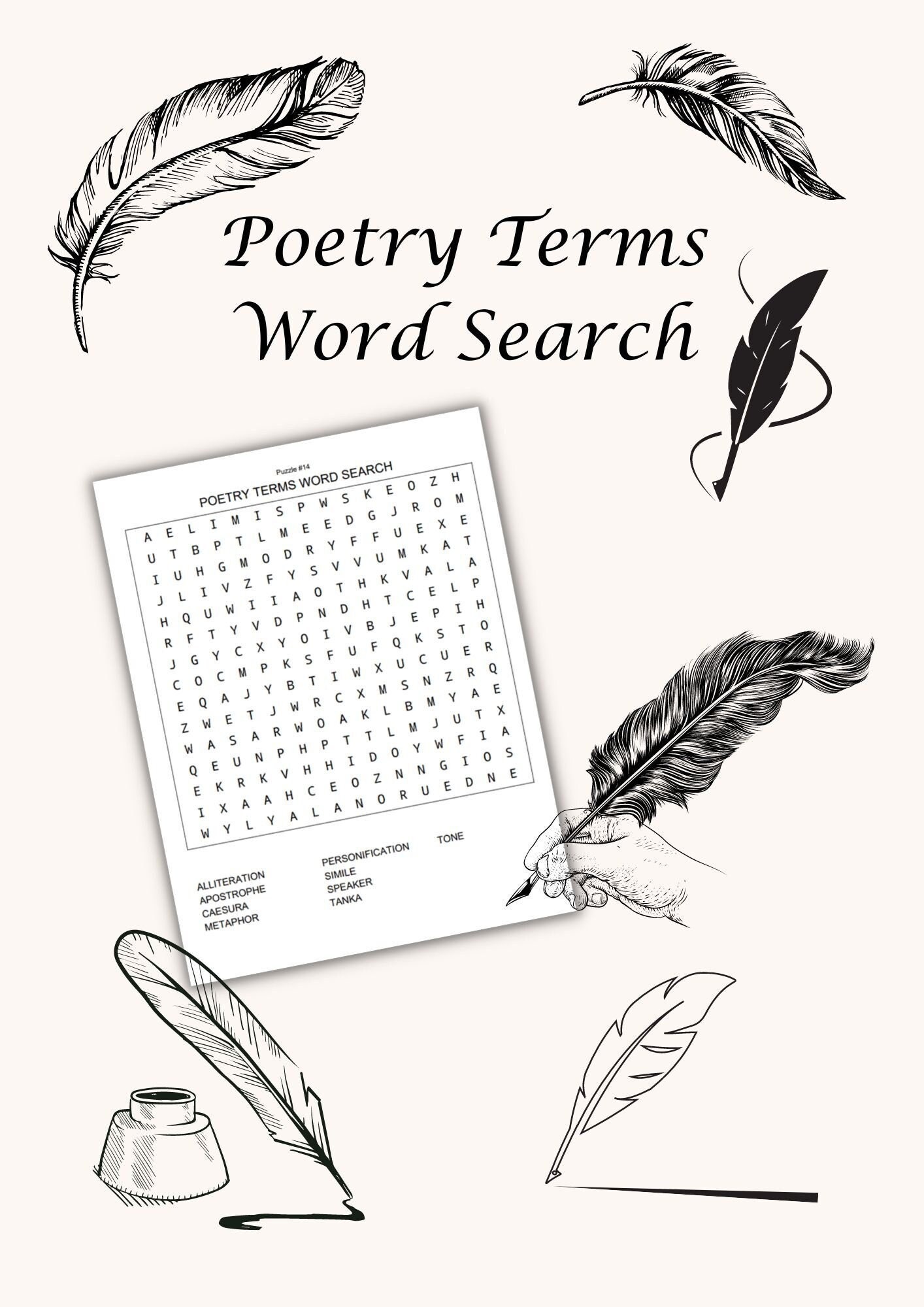 Word Search Challenge, Poetry Theme, Inspirational and Positive Words ...