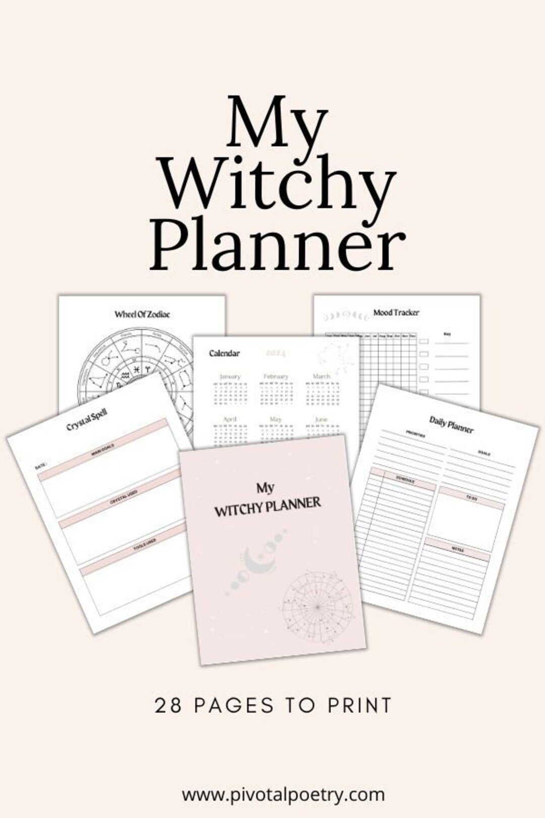 My Witchy Planner, 28 Printable Pages, Magical Witch Daily Weekly ...