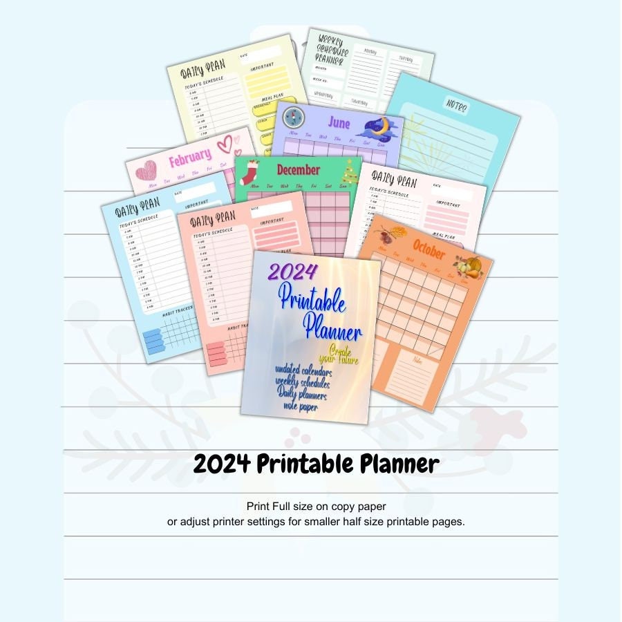 2024 Printable Planner and Organizer Undated Monthly - Etsy