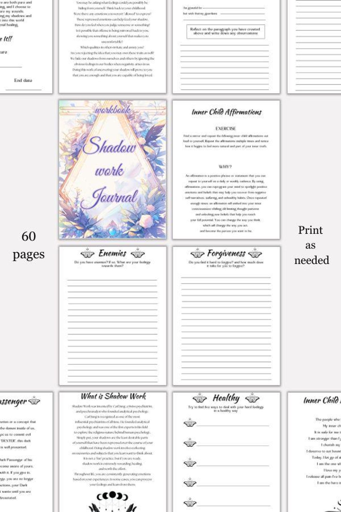 Shadow Work Journal & Workbook: Inner Child Healing (printable PDF ...
