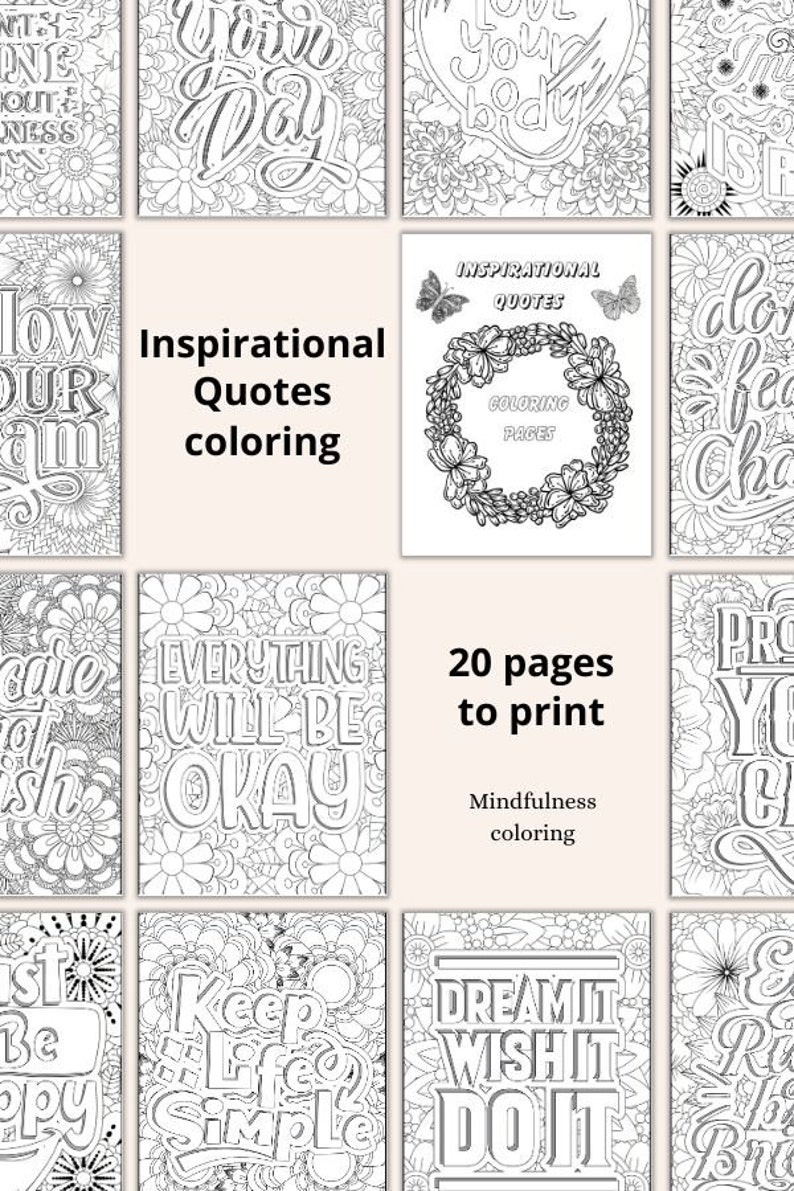Inspirational Quotes Coloring Pages, Mindfulness Coloring, Inspiring ...