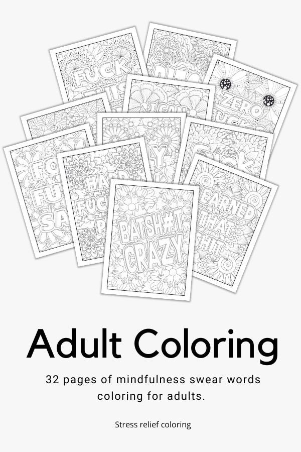 Mindfulness Swear Word Coloring Book: 32 Badass Pages (PDF Download) - Etsy
