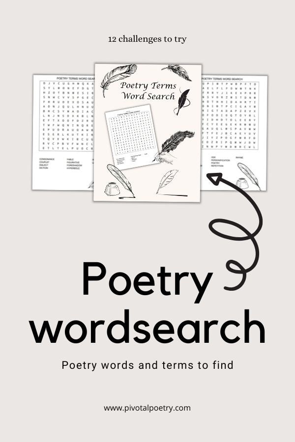 Word Search Challenge, Poetry Theme, Inspirational and Positive Words ...