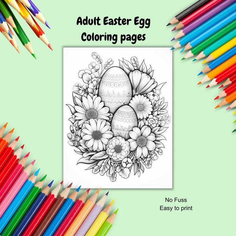 Easter Egg Coloring Printables for Adults. 24 Easter Egg Theme Coloring ...