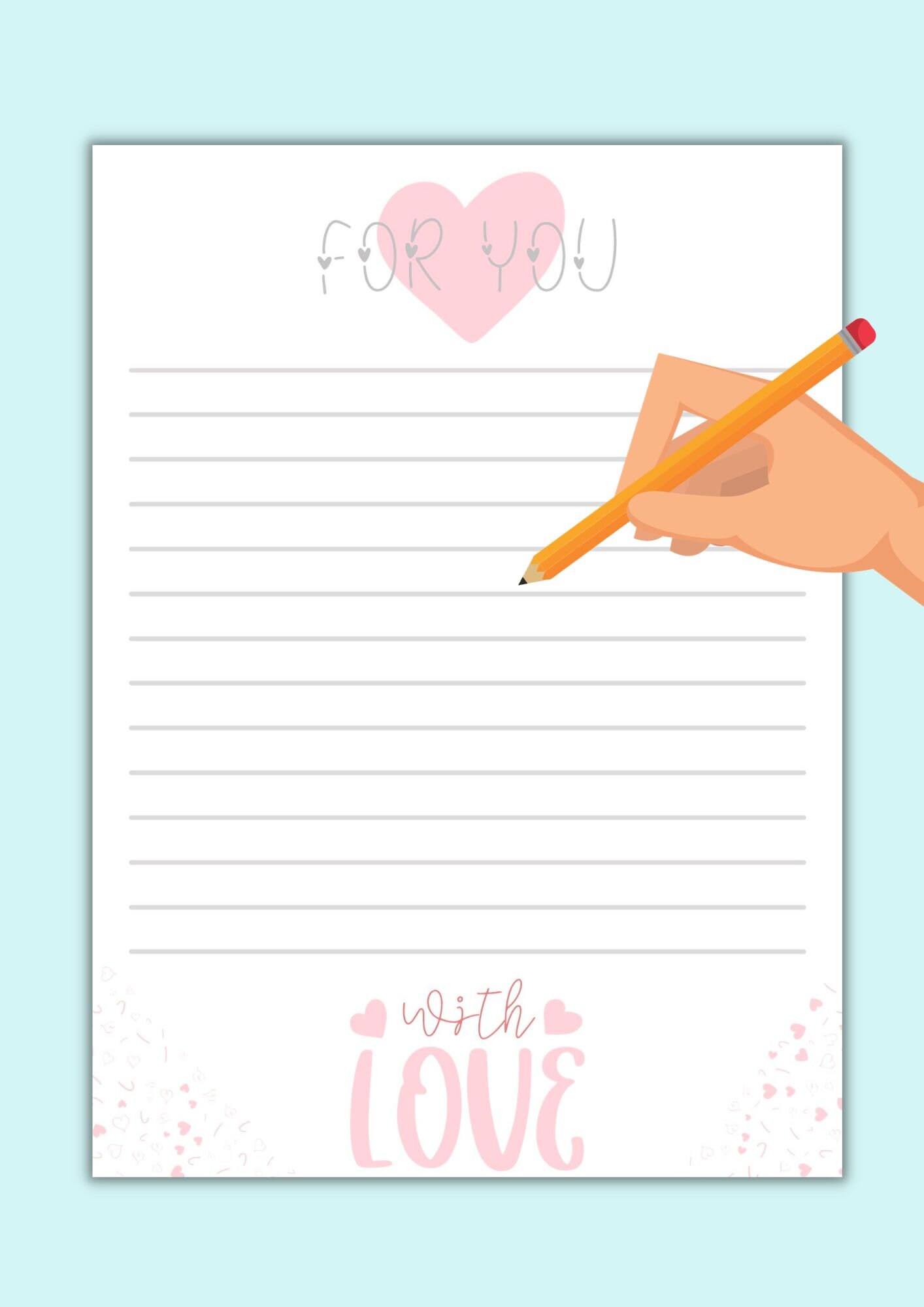 Love Writing Paper, Love Notes Paper, Valentine's Day Stationary, Pink ...