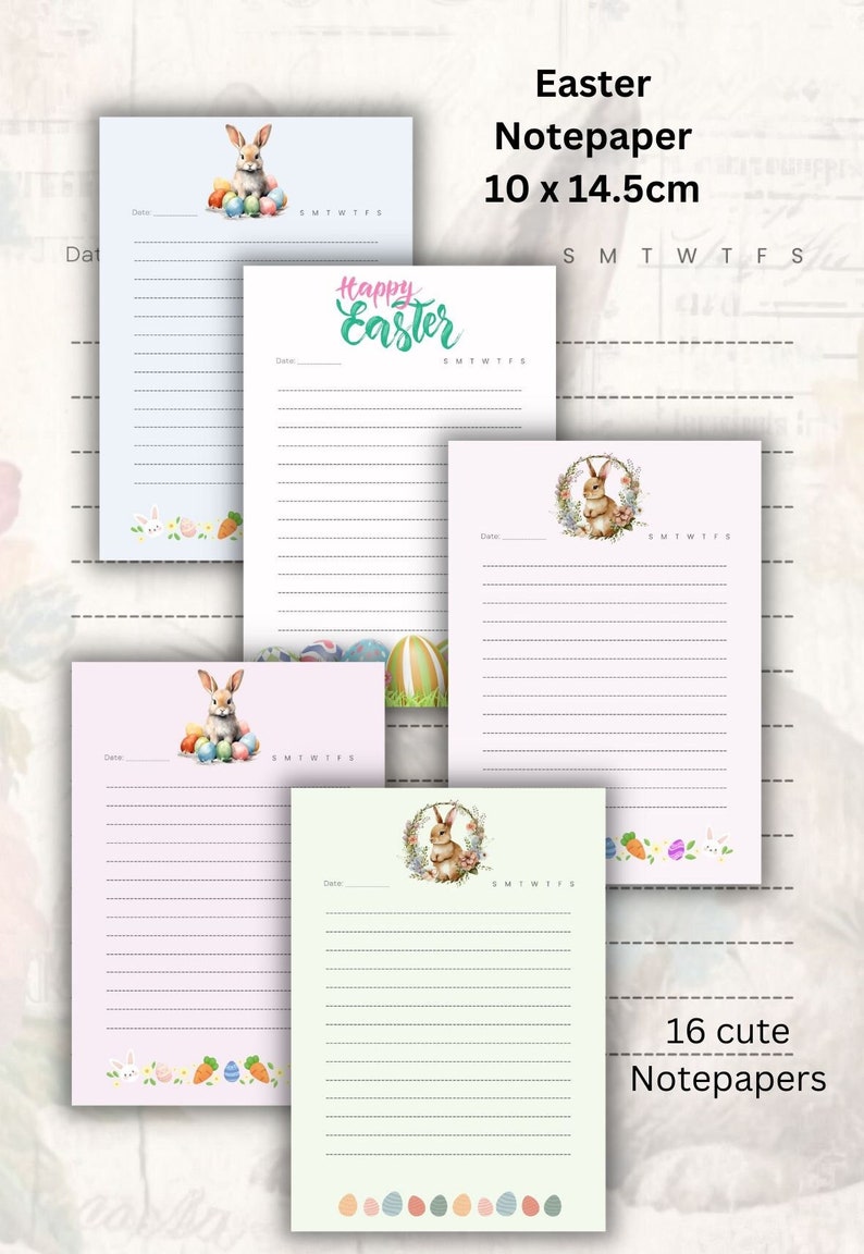 Easter Notepaper, Writing Paper, Stationary. X16 Cute Easter Notepapers ...
