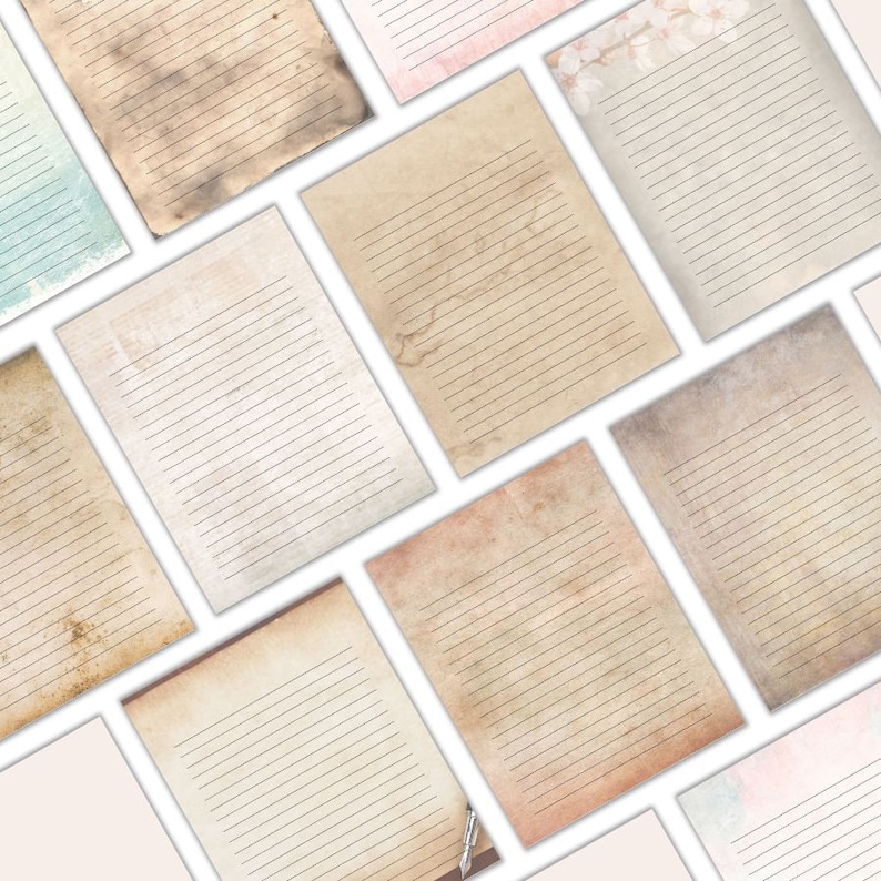 Vintage Style Lined Writing Paper: Rustic Printable Stationery (PDF ...
