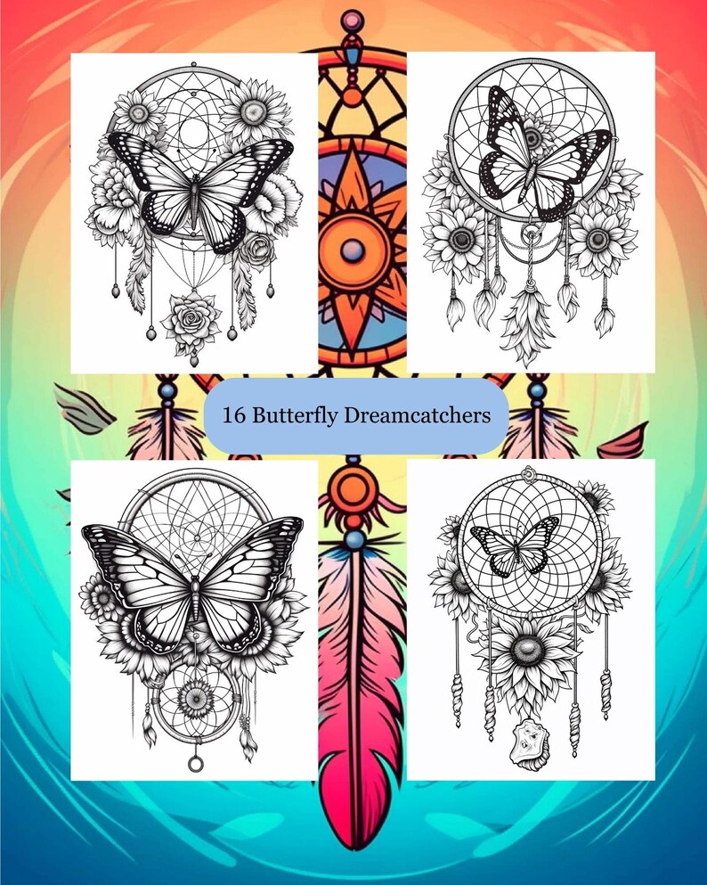 Butterfly Dreamcatchers Coloring Pages, Dreamcatcher Coloring, 16 ...