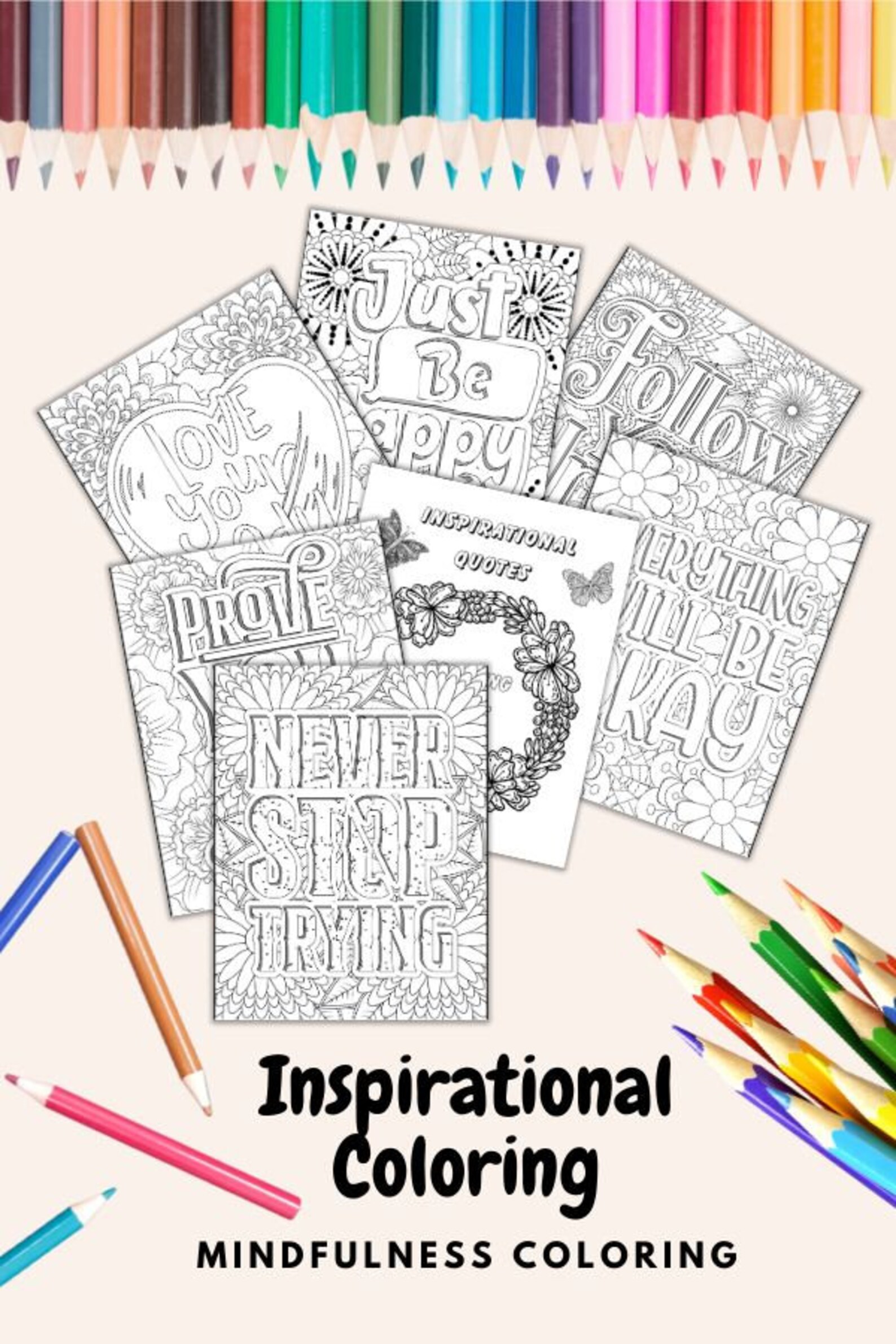 Inspirational Quotes Coloring Pages, Mindfulness Coloring, Inspiring ...