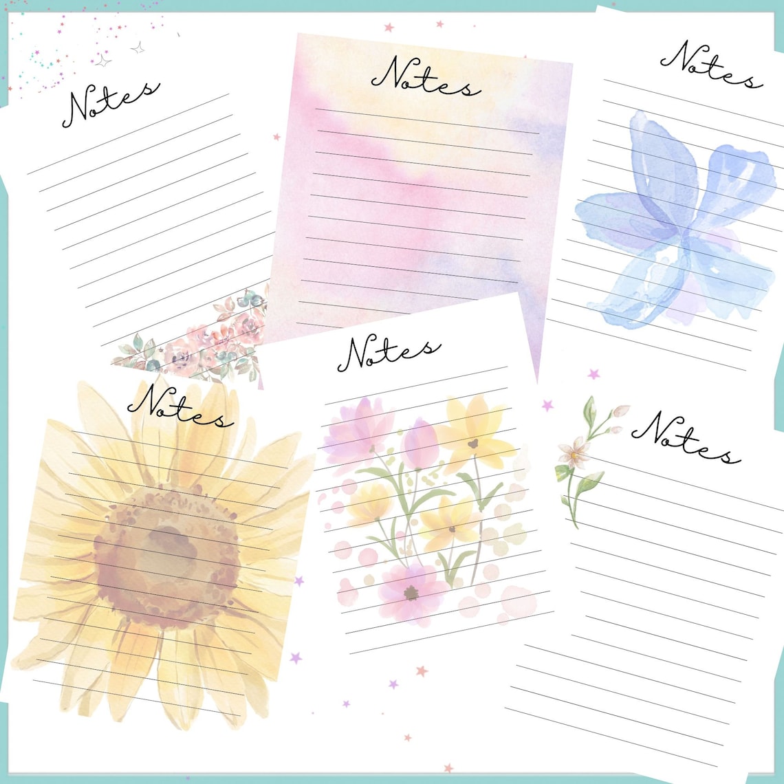 Editable Note Paper, PDF, Pretty Printable Notes. Stationary. Writing ...
