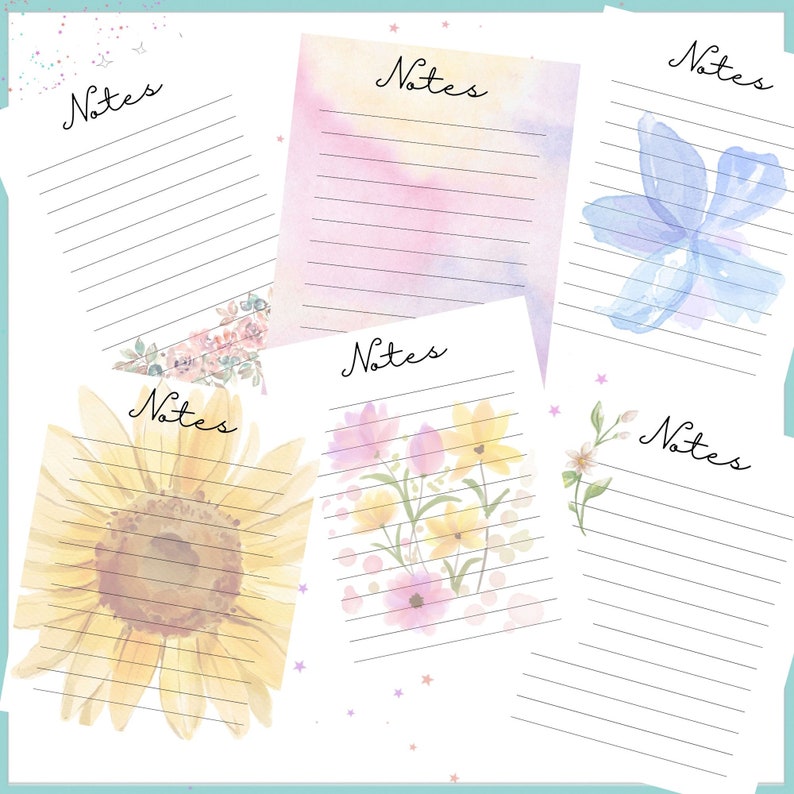 Pretty Printable Note Paper: Editable Stationery Templates (PDF) - Etsy