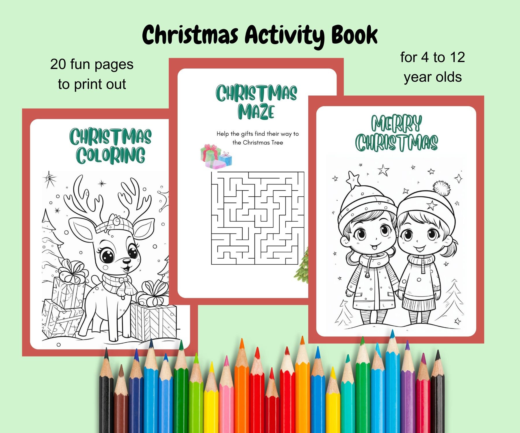 Christmas Activity Book Printable Christmas Coloring Pages - Etsy