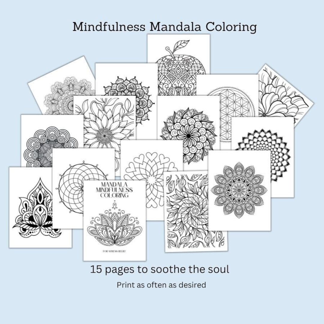 Mandala Mindfulness Coloring, Mandala for Stress Relief, Adult Mandala ...