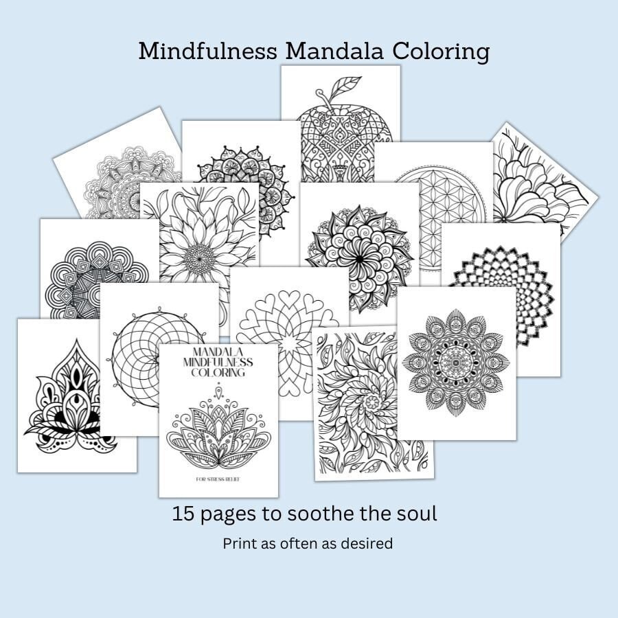 Mandalas para colorear de mindfulness: Arte imprimible para aliviar el ...