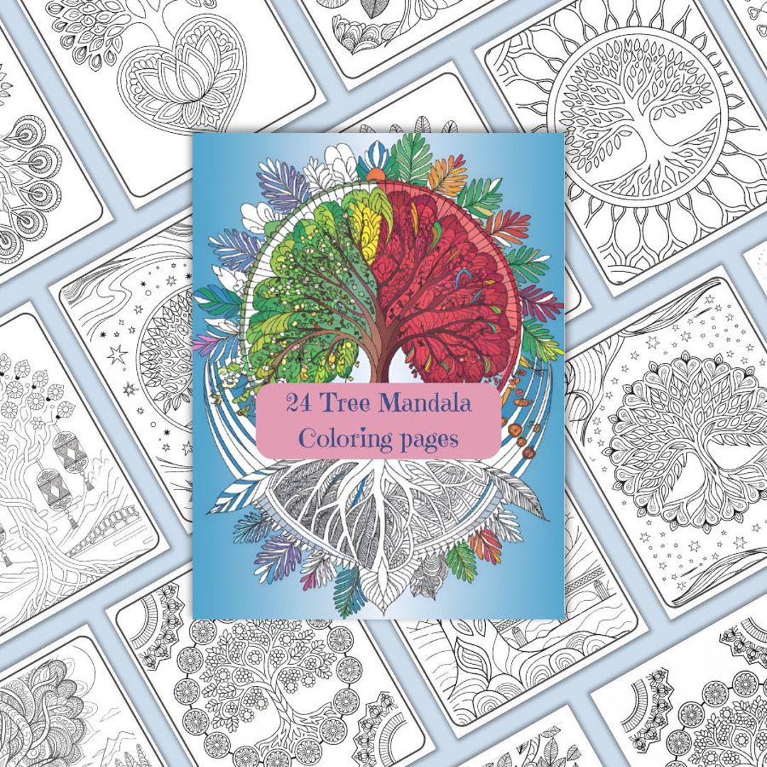 Tree Mandala Coloring Pages, 24 Mandala Trees, Tree of Life, Printable ...