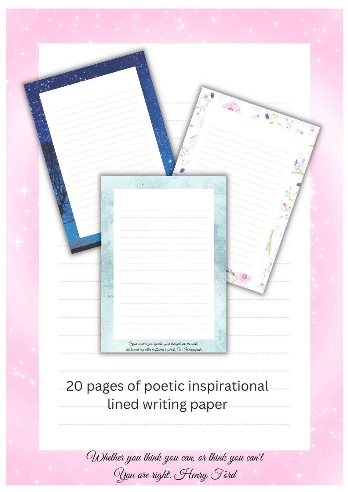 Lined Writing Paper, Pretty Printable Paper, Lined Notepaper ...