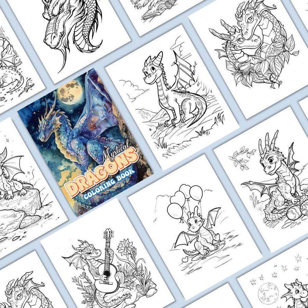 Dragon Coloring Pages: Mythical Creatures, 24 Printable Fantasy Sheets ...