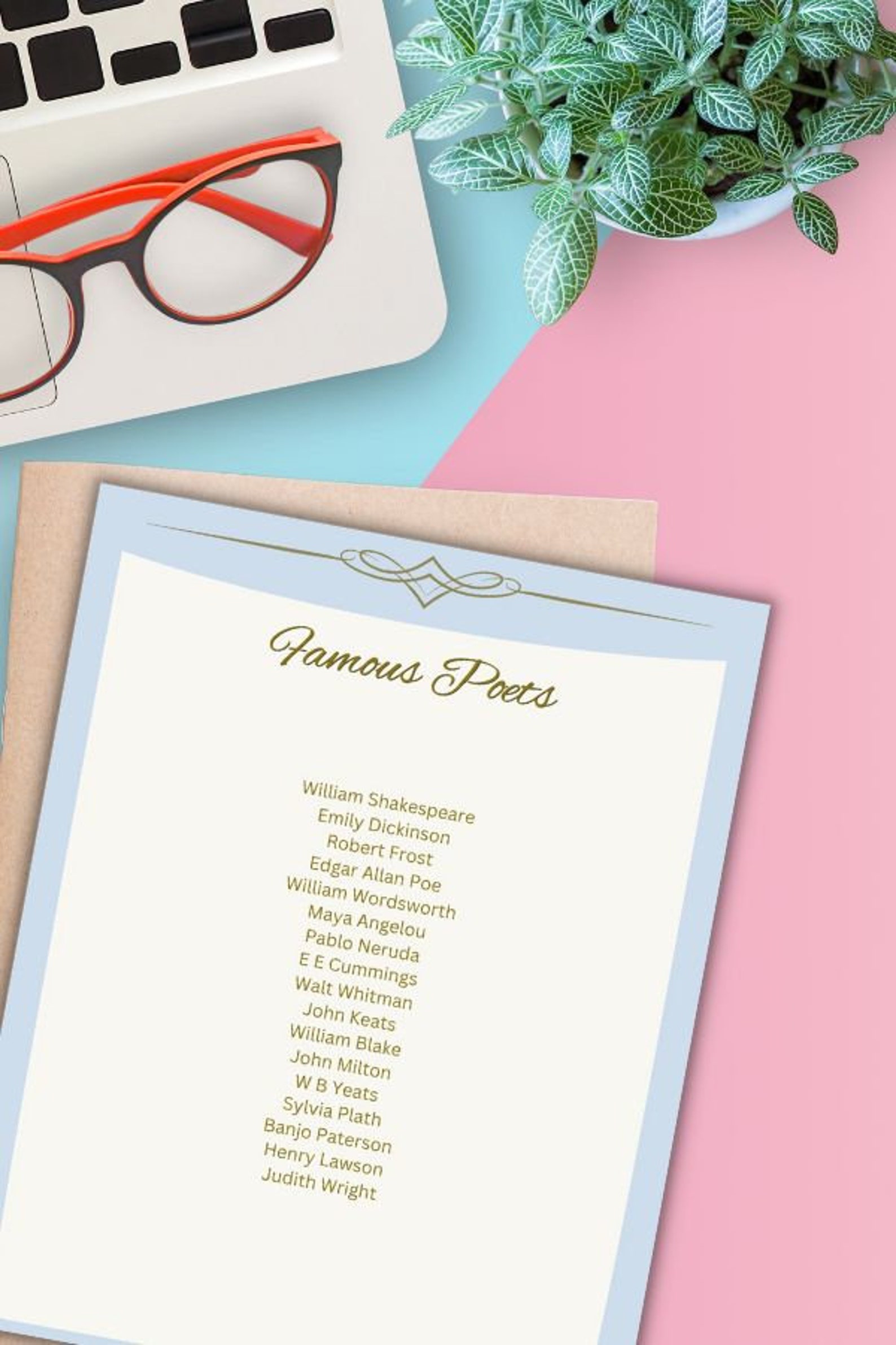 Poetry Writing Journal Workbook, Poetry Journal, 24 Pages, Blue and ...