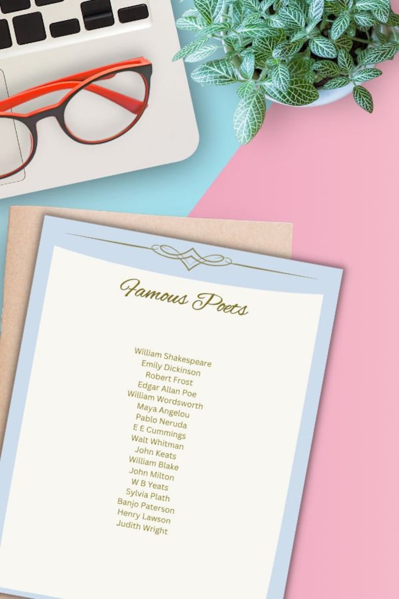 Poetry Writing Journal Workbook, Poetry Journal, 24 Pages, Blue and ...