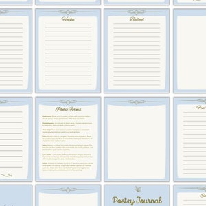 Poetry Writing Journal Workbook, Poetry Journal, 24 Pages, Blue and ...