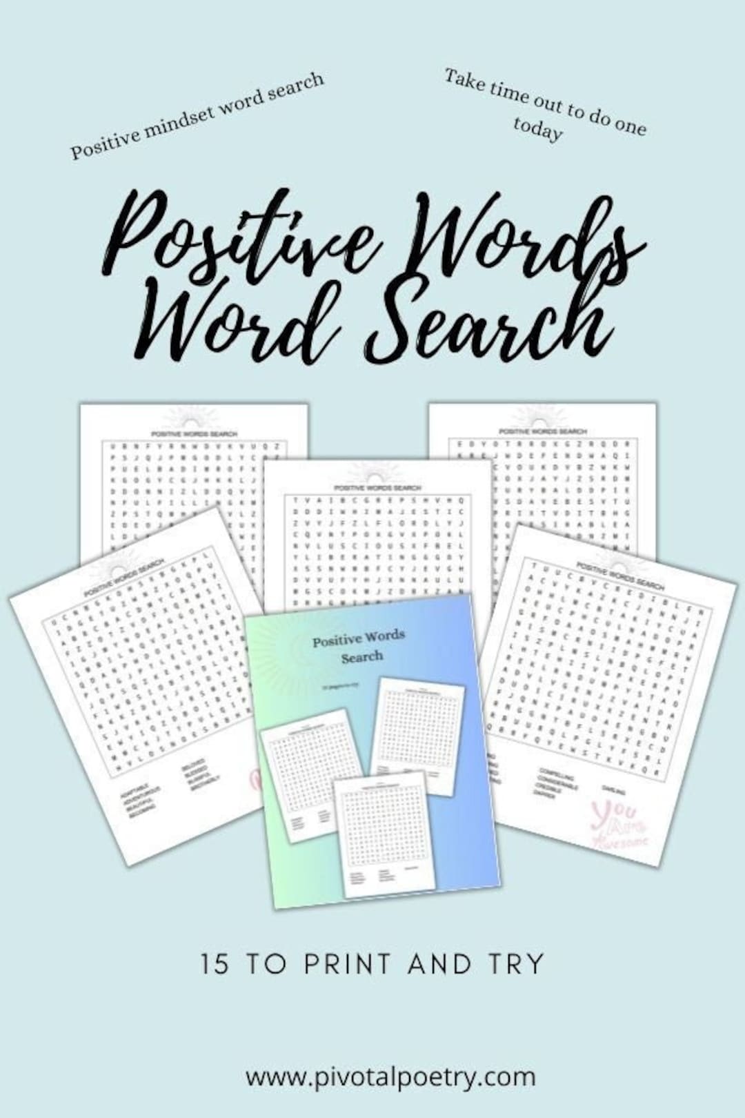 Positive Words Word Search, Positive Mindset Wordsearch Challenge, 15 ...