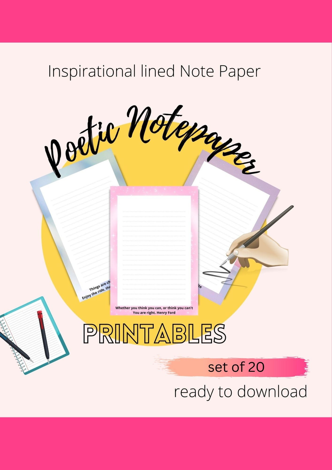 Lined Writing Paper, Pretty Printable Paper, Lined Notepaper ...