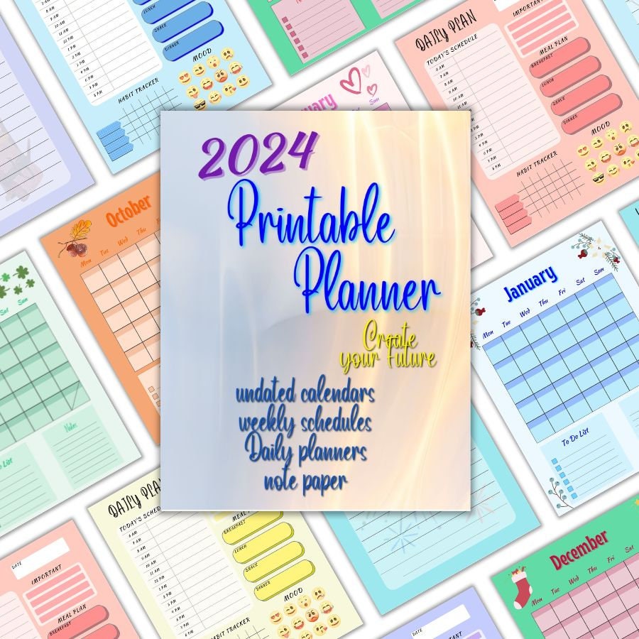 2024 Printable Planner and Organizer Undated Monthly - Etsy