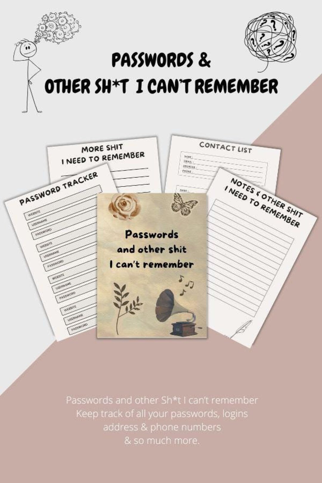 Password Tracker & Contact List Printable (instant Download) - Etsy